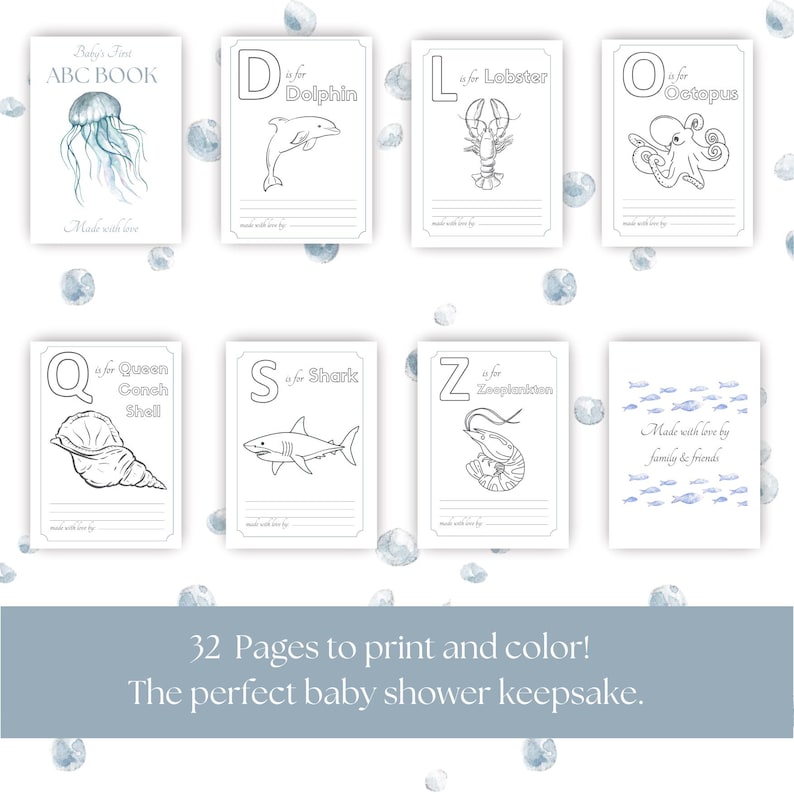 Ocean Baby Shower ABC Book | Baby's First ABC Book | Ocean Themed Abcs ...