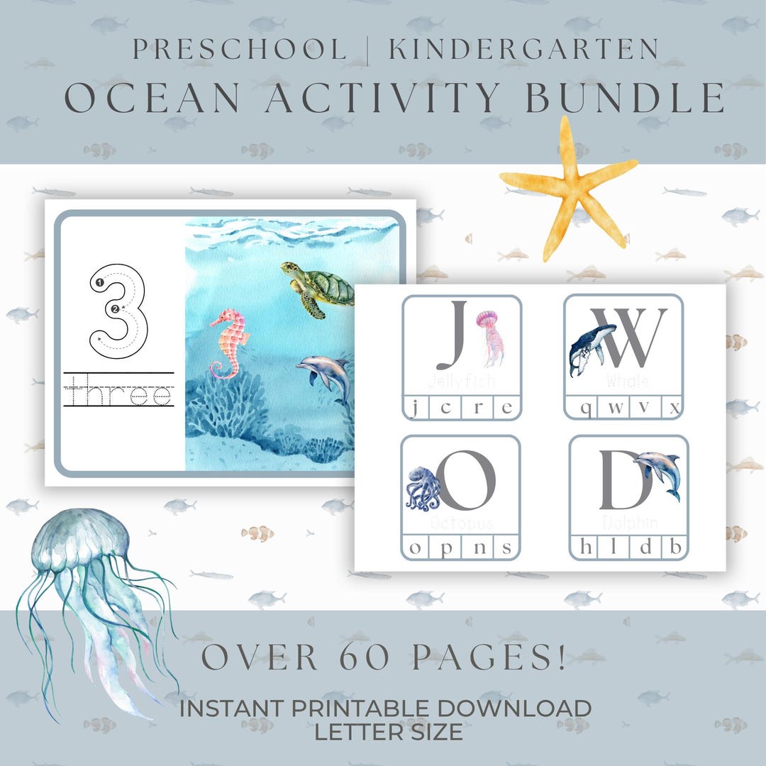 Preschool Kindergarten Ocean Animal Activity Bundle | Ocean Unit Study ...