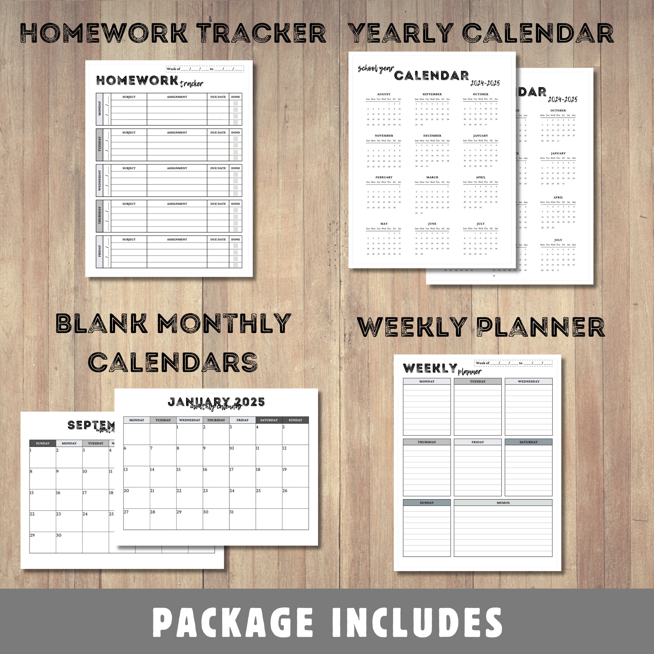 School Organization Chart Printable | Homework Tracker | Weekly Planner ...