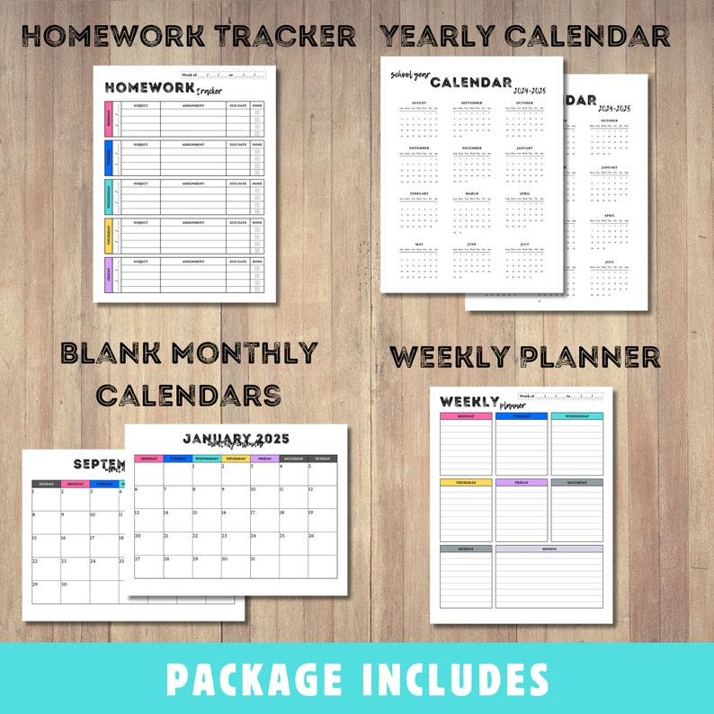 School Organization Chart Printable | Homework Tracker | Weekly Planner | Printable Calendar ...