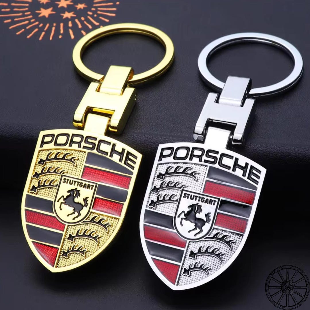 Porsche Keychain Logo Emblem Batch H Buckle Double-sided Key Ring ...