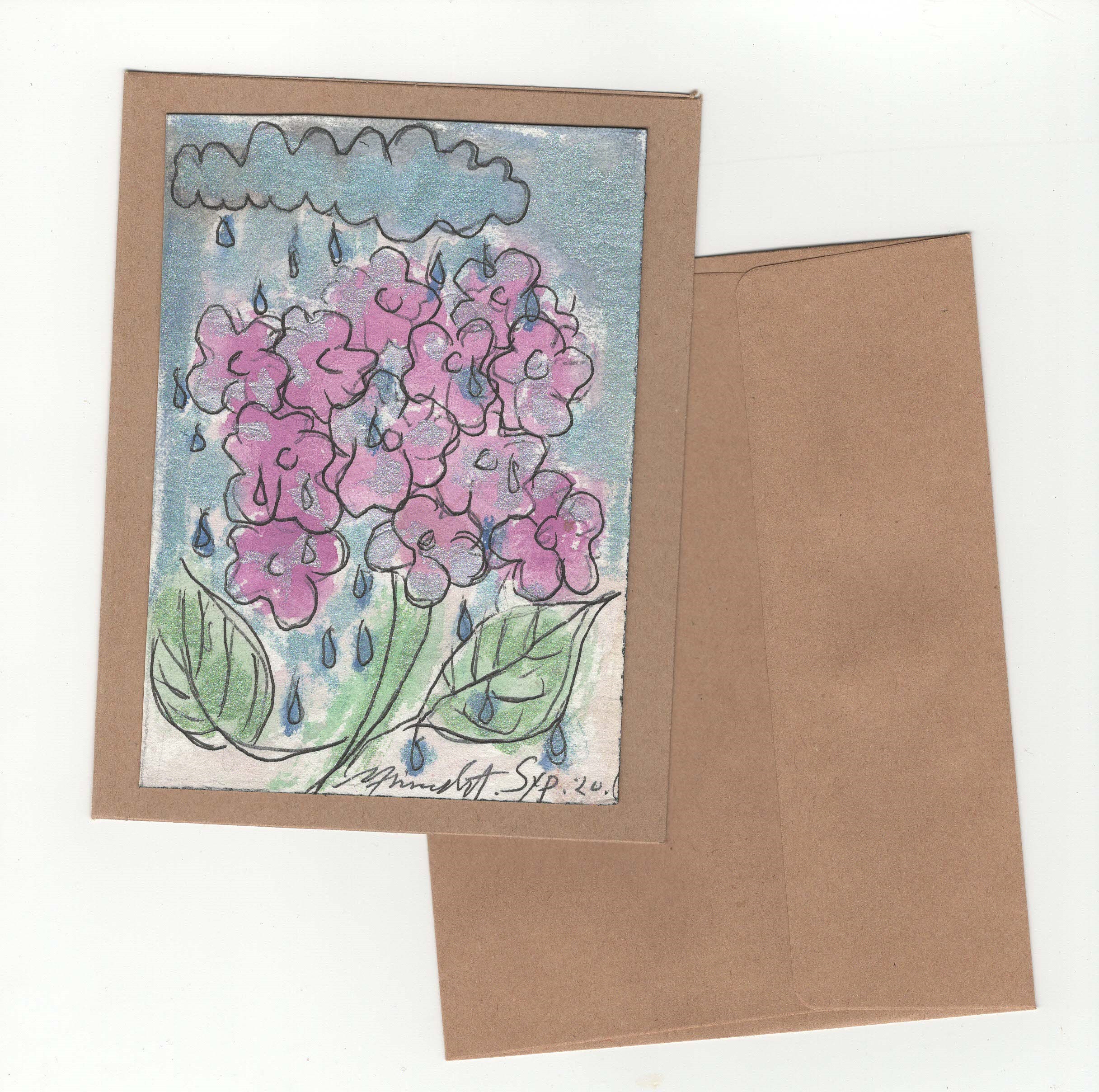 Hand Painted Greeting Card, Original Watercolor Art Note Card, One of A ...