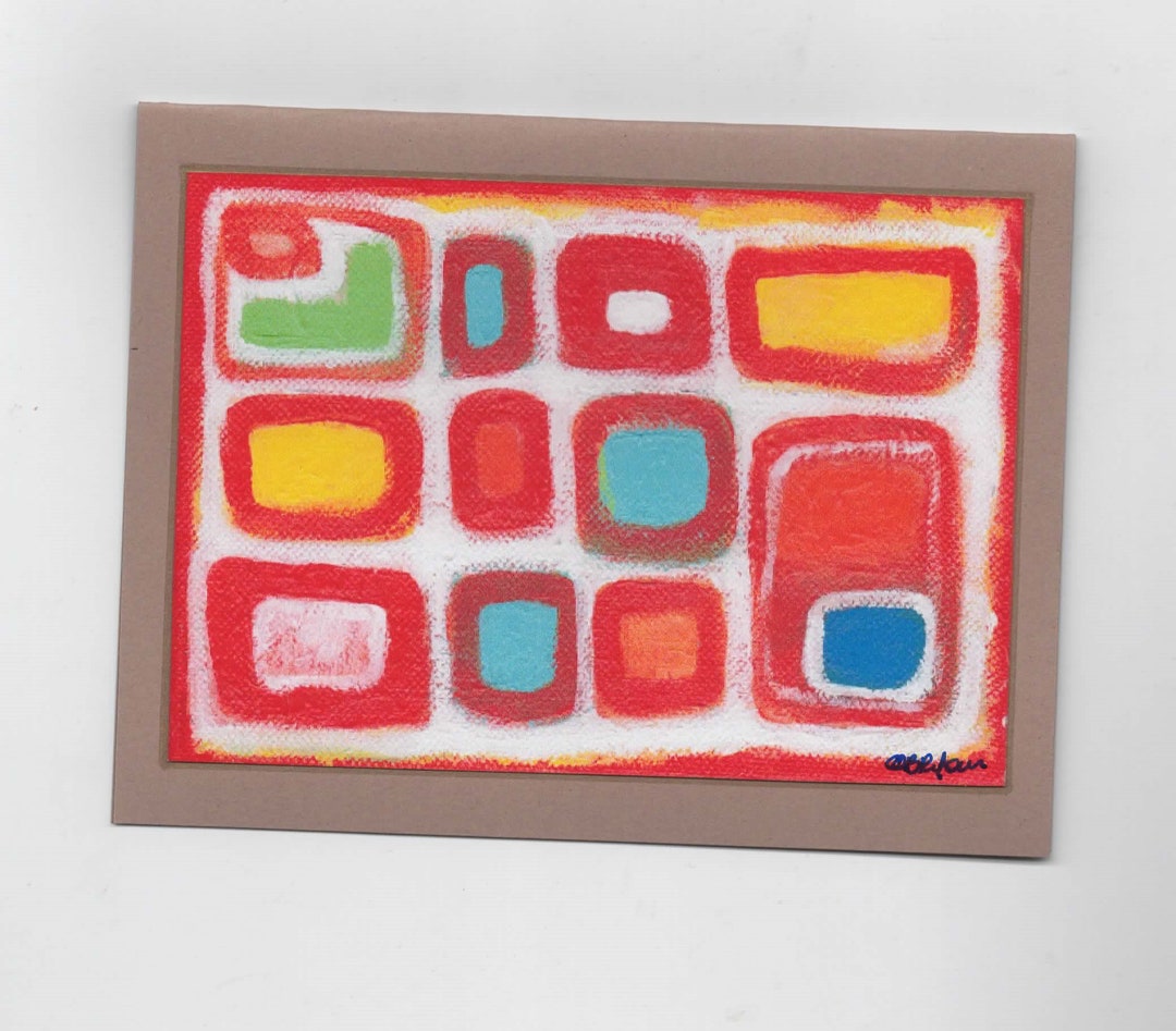 Folded Abstract Art Note Card With Envelope - Etsy