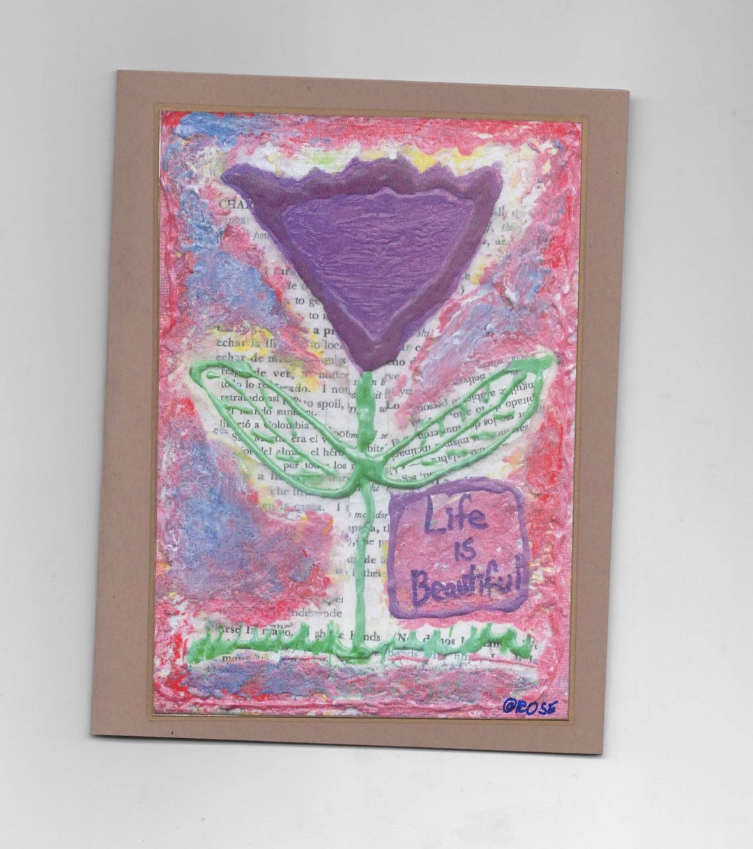Artist With Autism, Purple Flower Art Note Card - Etsy