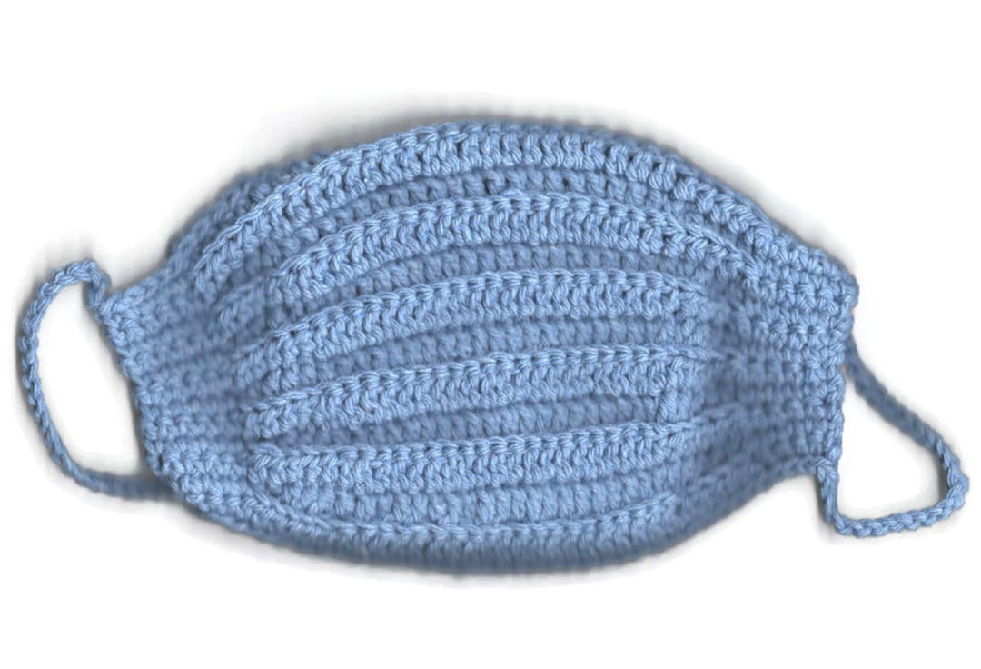 Blue Crocheted Cotton Mask, Adult Size, With Filter Pocket - Etsy