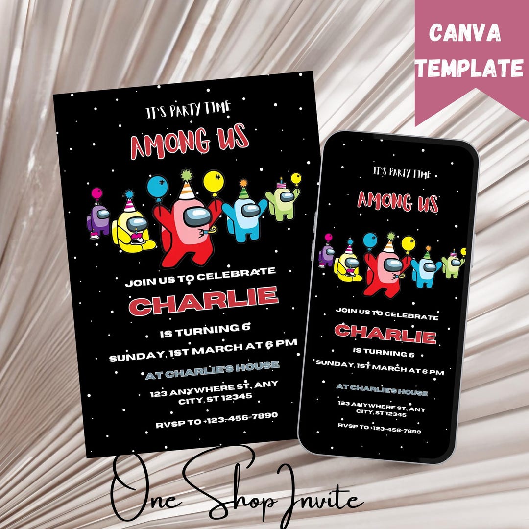 Among Us Invitation, Among Us Birthday Invitation, Editable Among Us ...