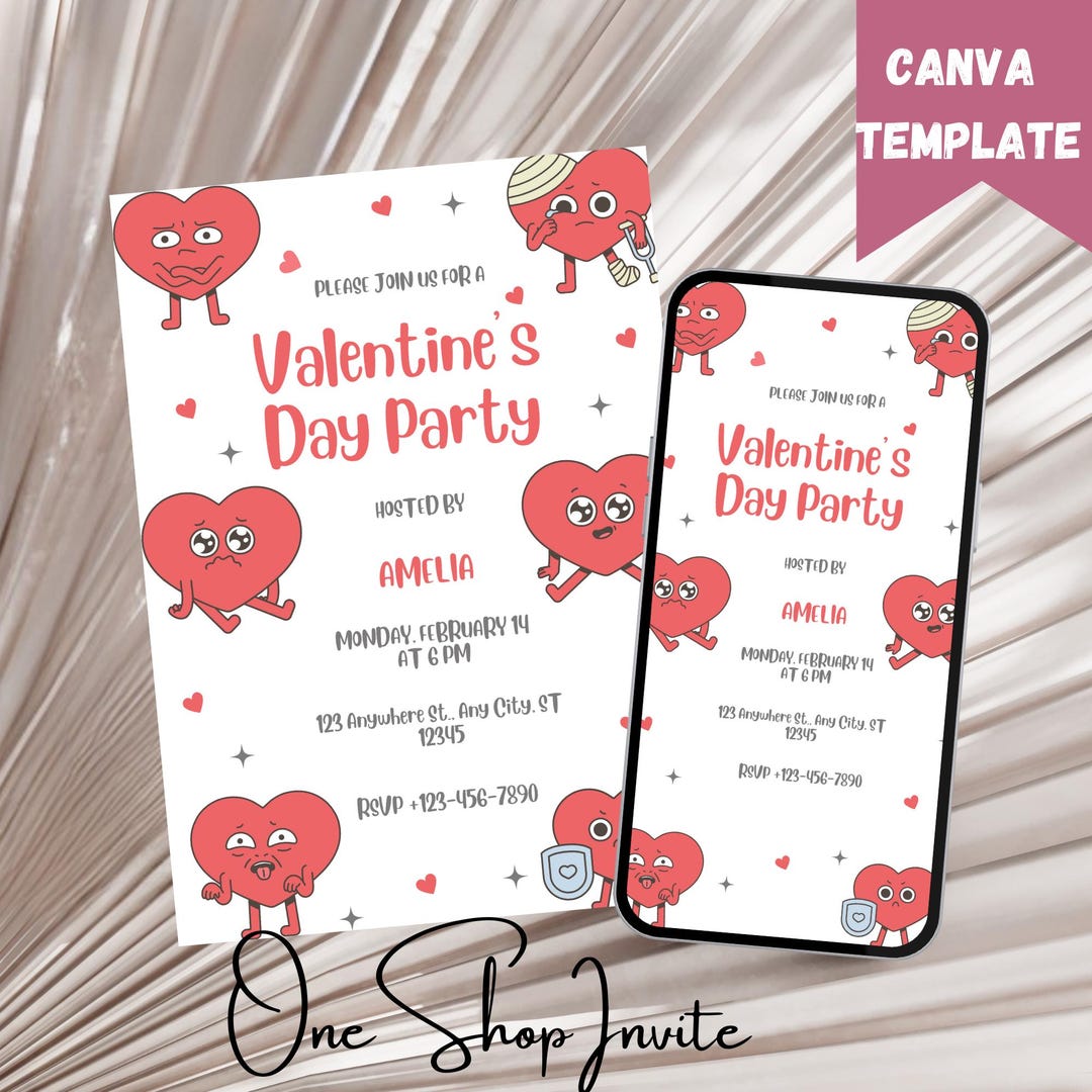 Editable Valentine's Day Invitation, Valentine's Party Invitation ...