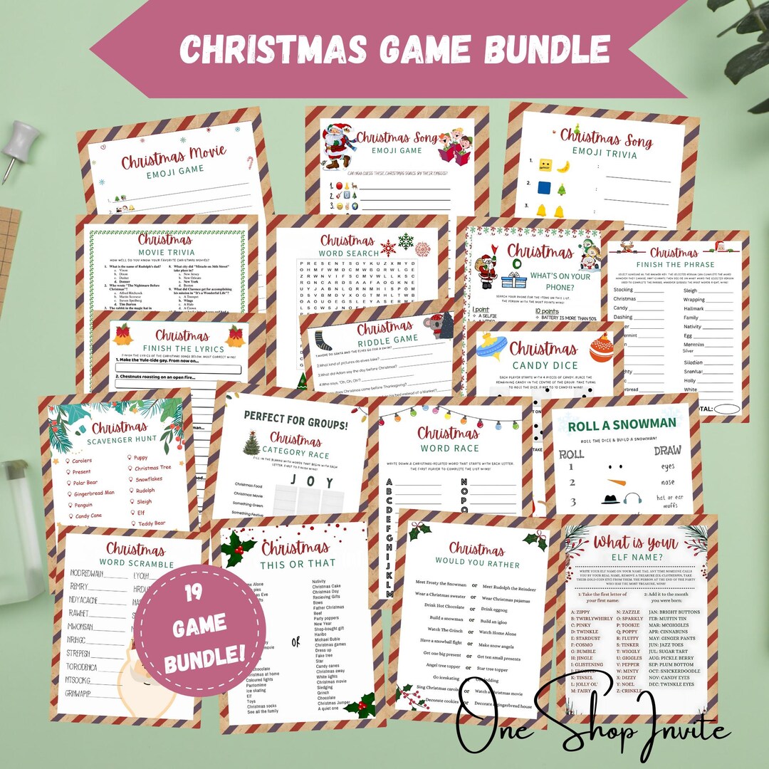 Printable Christmas Game Bundle, Christmas Party Games, Christmas Games ...