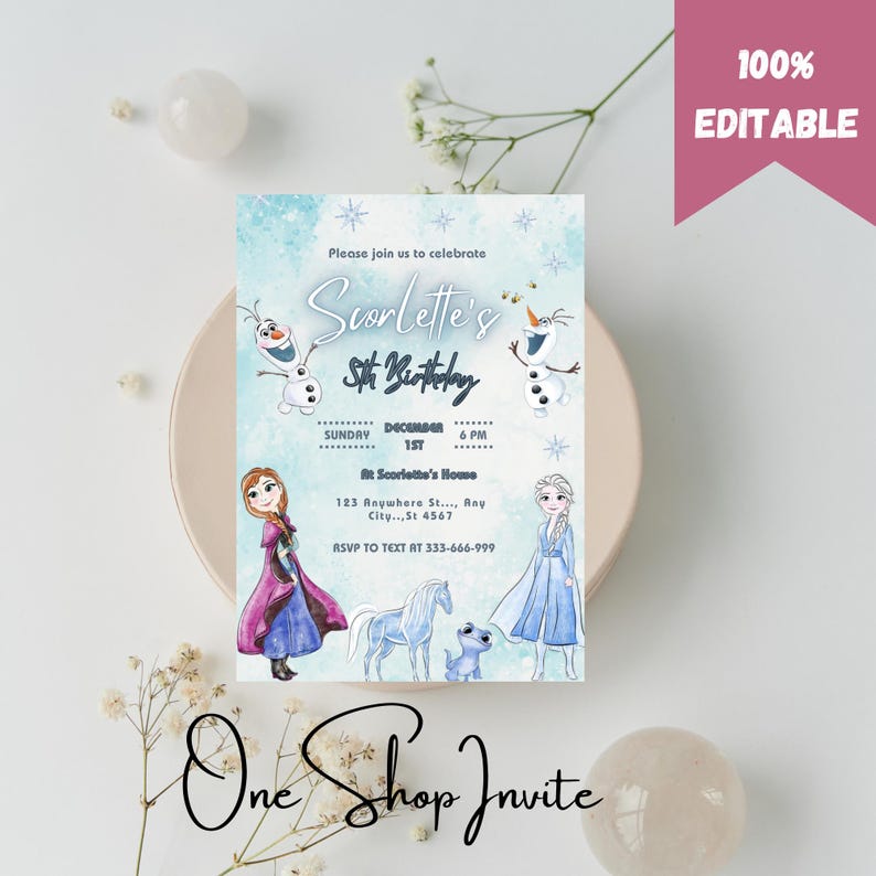 Frozen Birthday Invitation, Elsa Birthday Invitation, Frozen Invite ...