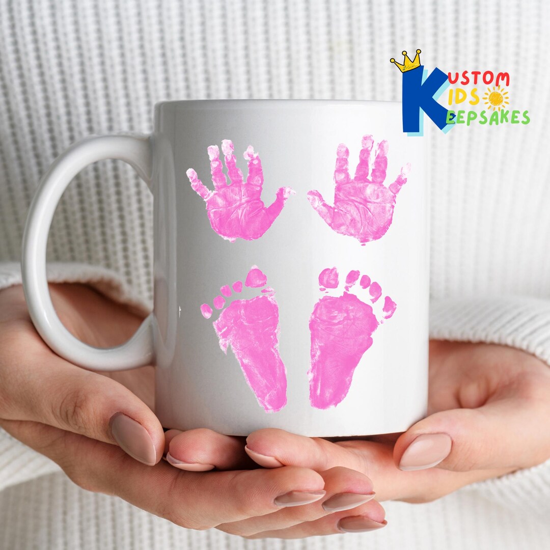Handprint Art Custom Mug, Gift From Kid to Mom, Dad, Grandma, Grandpa ...