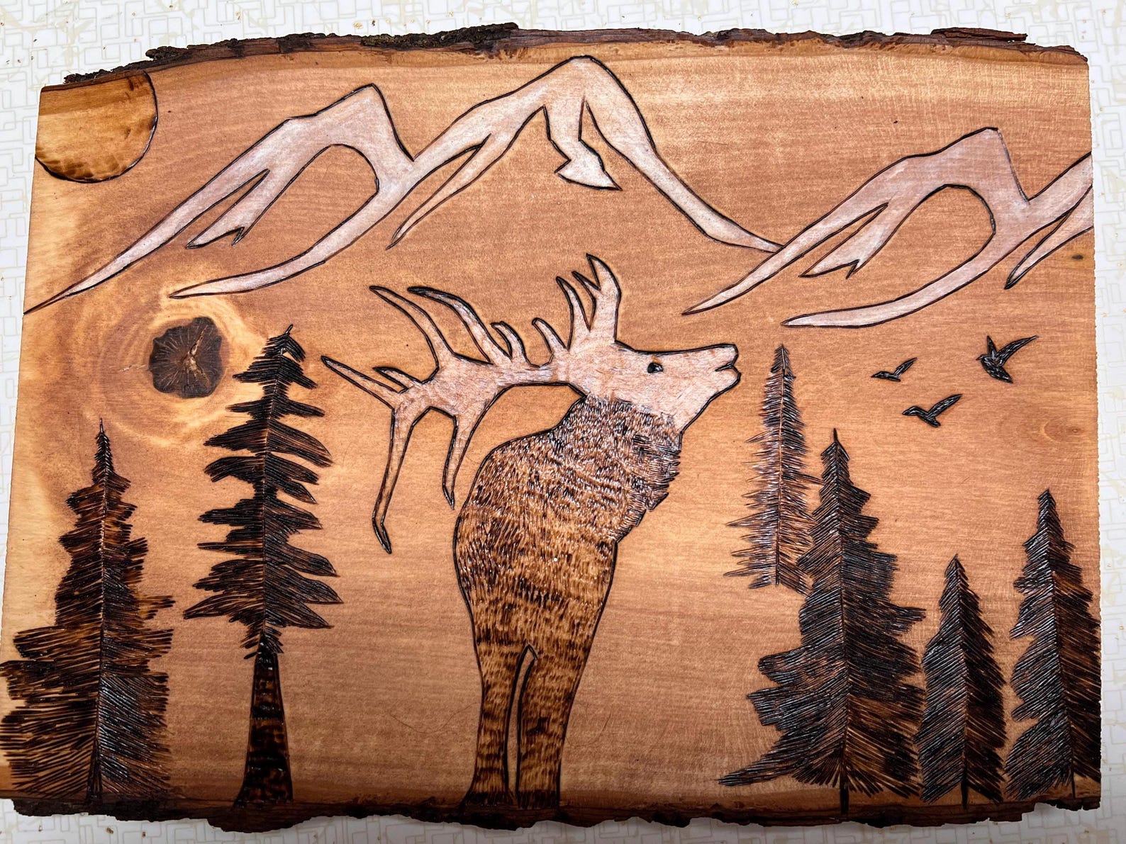 Elk Trees and Mountain Wood Burning - Etsy