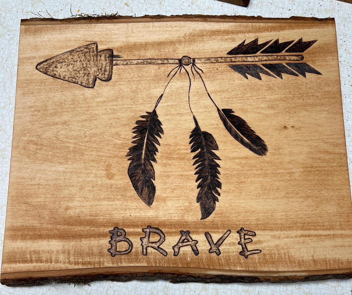 Wood Burning Arrow Feathers Brave - Etsy