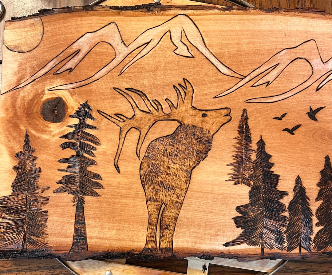 Elk Trees and Mountain S - Etsy