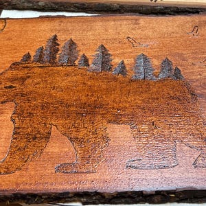Wood Burning Bear, Forest and Birds - Etsy
