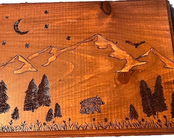 Wood Burning Mountain Scenery - Etsy