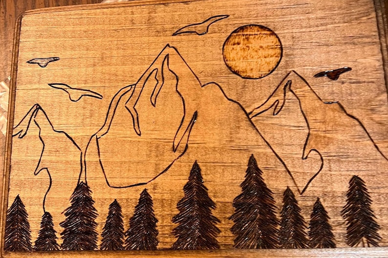 Wood Burning Mountain Scenery - Etsy