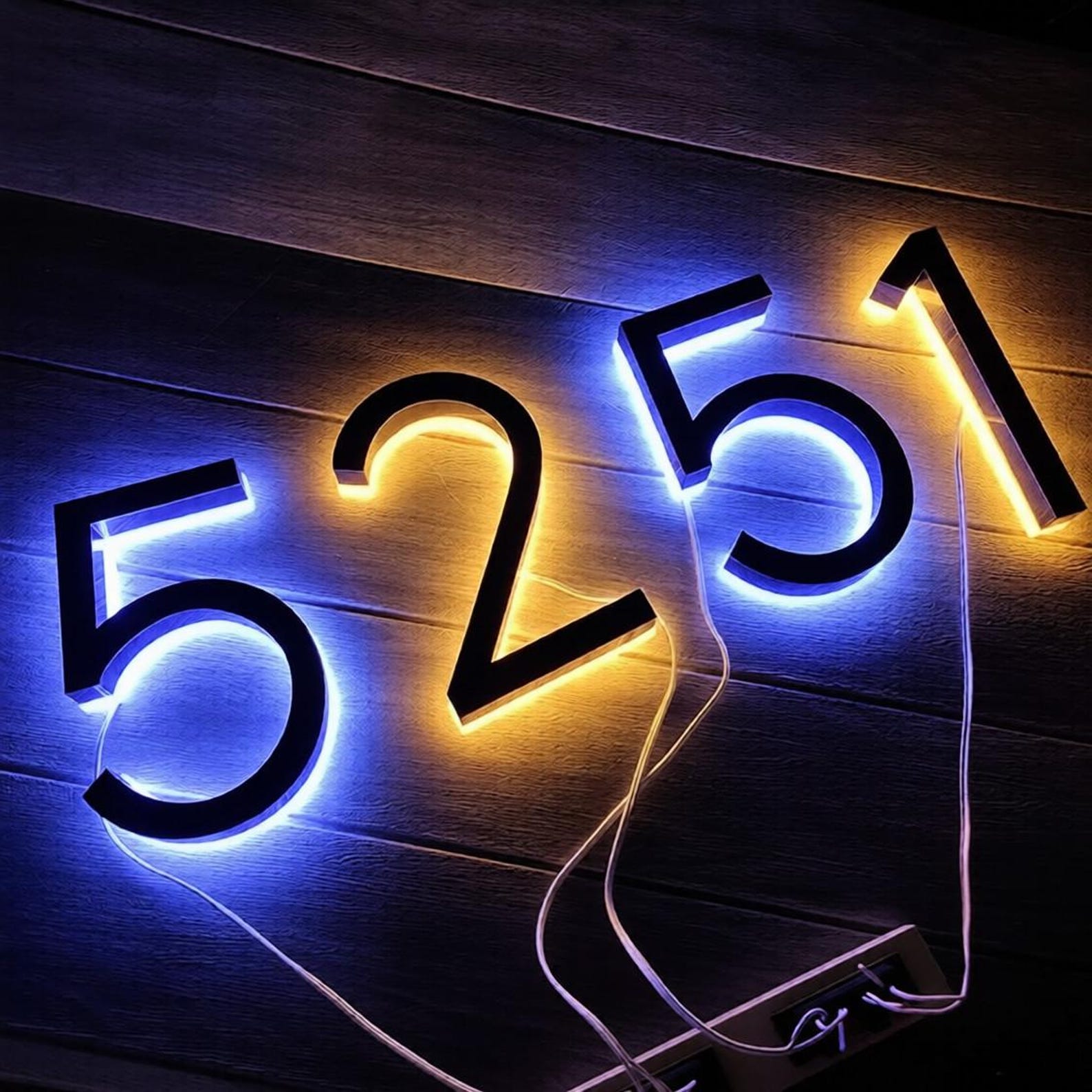 LED House Numbers, Illuminated Address Number Sign, Metal Backlit Door ...