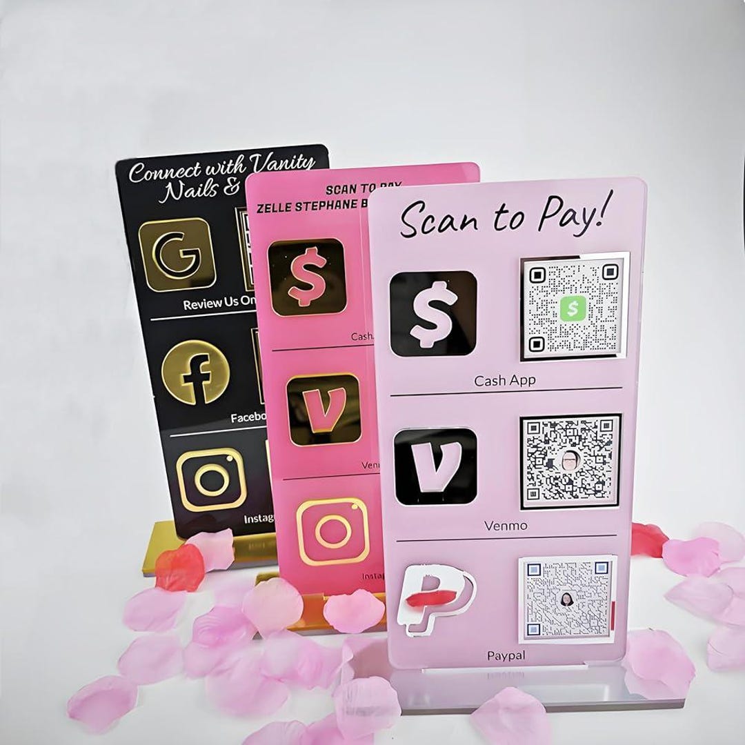 Social Media QR Code Sign, Custom Acrylic Business Sign With Instagram ...