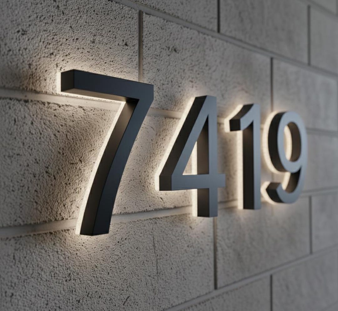 LED House Numbers, Illuminated Address Number Sign, Metal Backlit Door ...