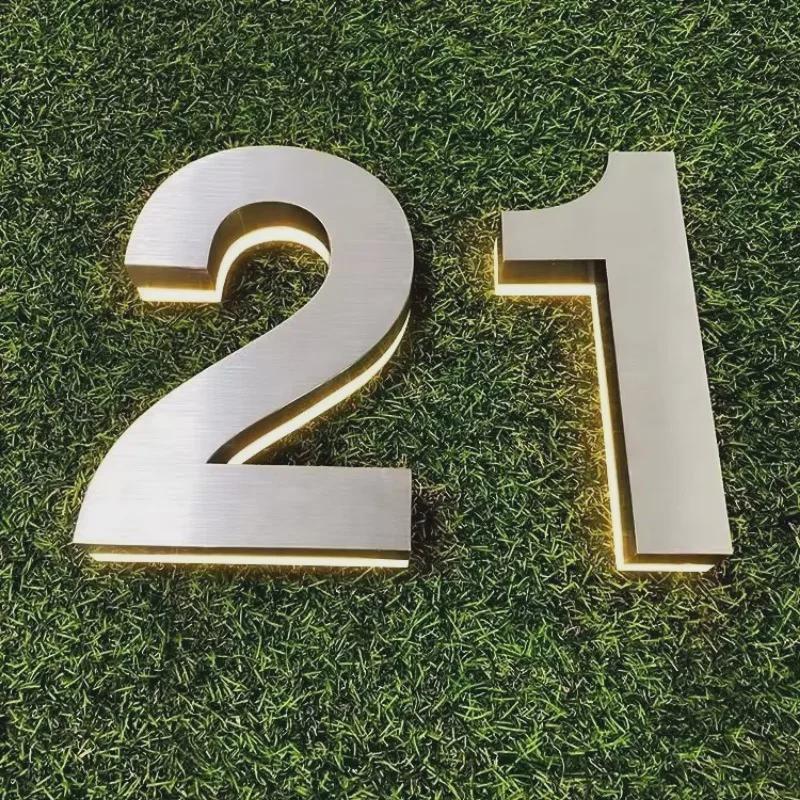 LED House Numbers, Illuminated Address Number Sign, Metal Backlit Door ...