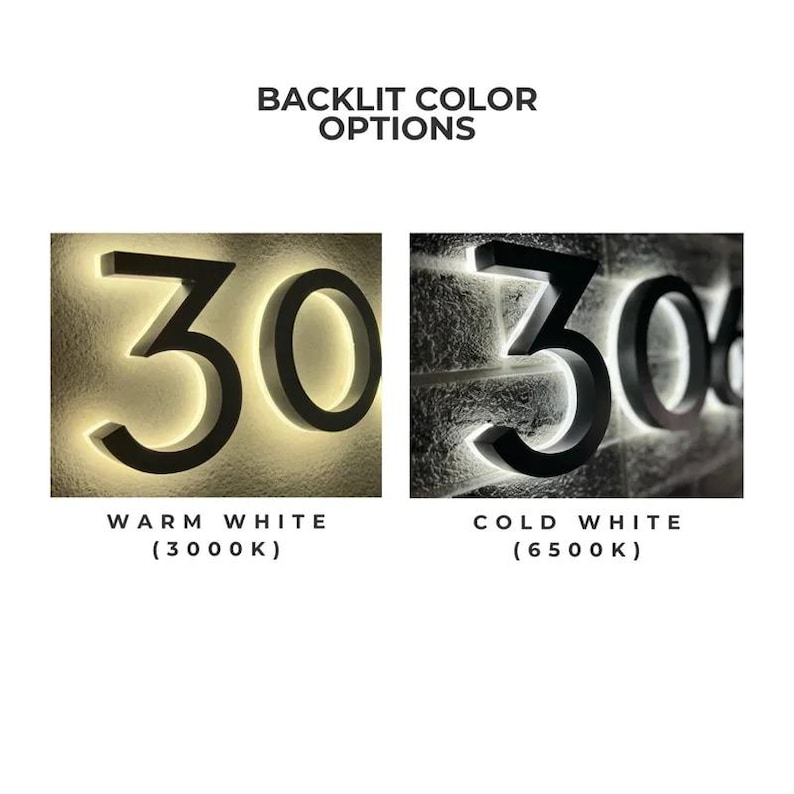LED House Numbers, Illuminated Address Number Sign, Metal Backlit Door ...