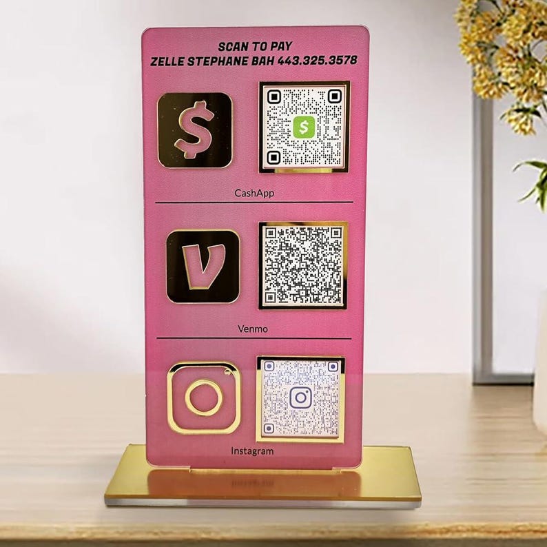 Social Media QR Code Sign, Custom Acrylic Business Sign With Instagram ...