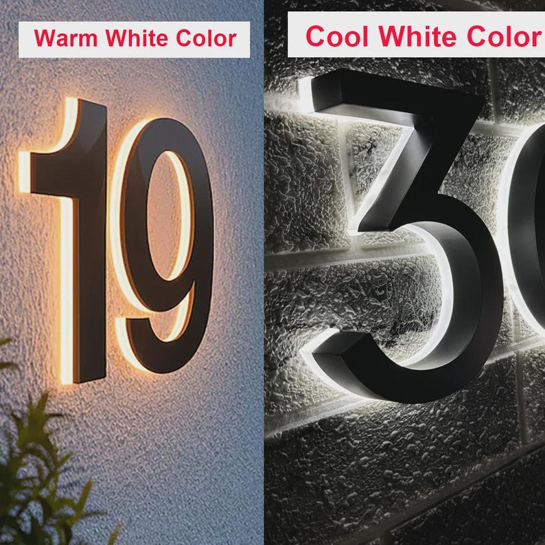 LED House Numbers, Illuminated Address Number Sign, Metal Backlit Door ...