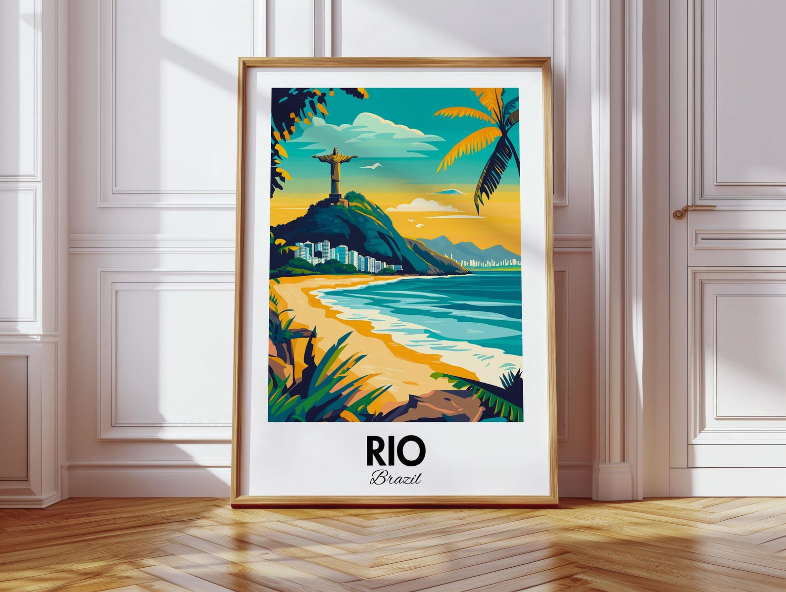 Rio De Janeiro Travel Poster, Rio City Print, Brazil Art, Rio Skyline ...
