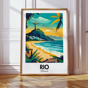 Rio De Janeiro Travel Poster, Rio City Print, Brazil Art, Rio Skyline ...