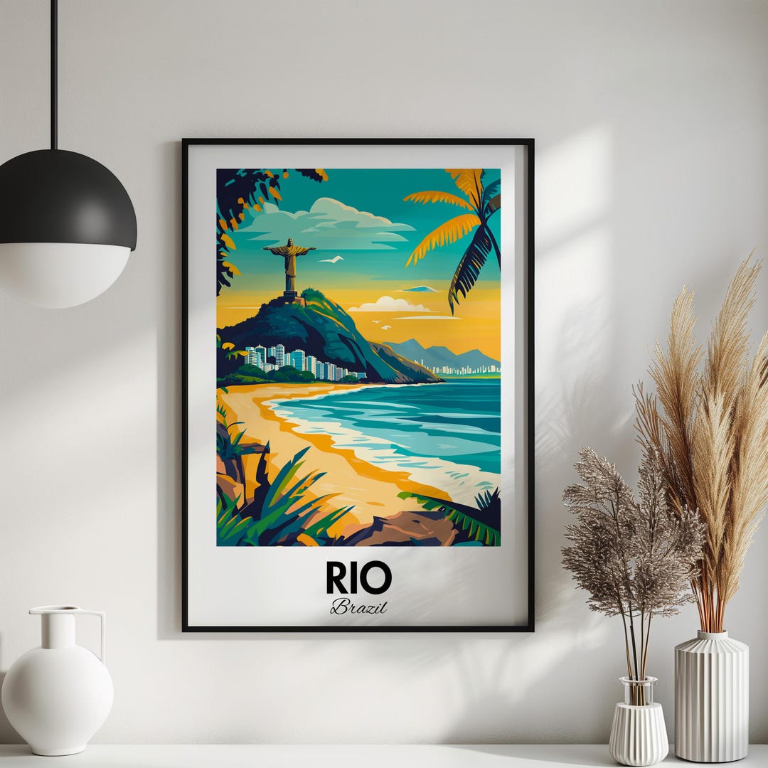 Rio De Janeiro Travel Poster, Rio City Print, Brazil Art, Rio Skyline ...
