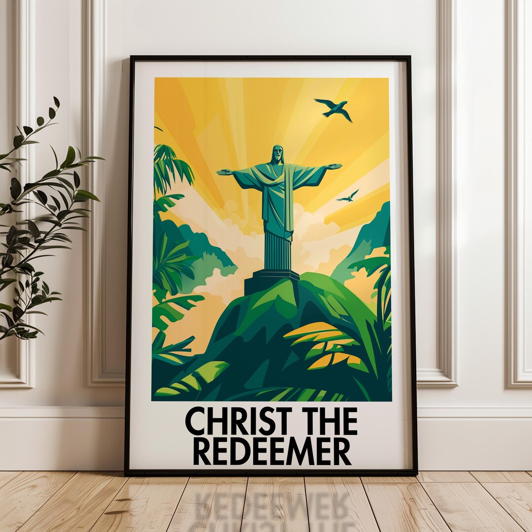 Christ the Redeemer Poster: Rio De Janeiro Travel Art Print - Etsy