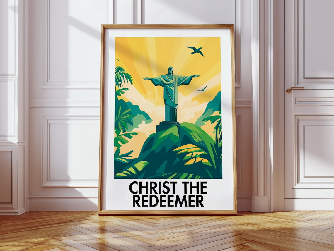 Christ the Redeemer Poster: Rio De Janeiro Travel Art Print - Etsy