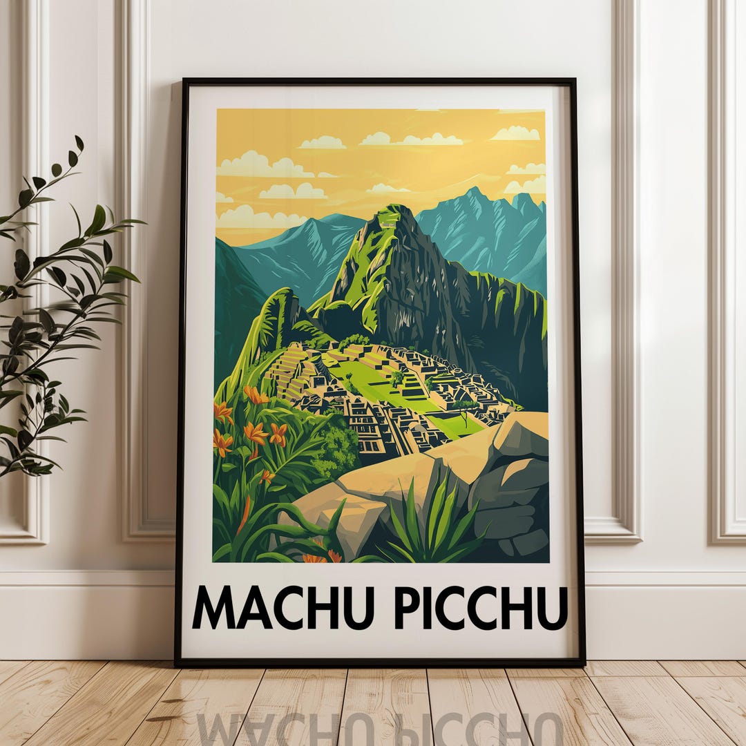 Machu Picchu Travel Poster, Peru Art Print, Sacred Valley Print ...