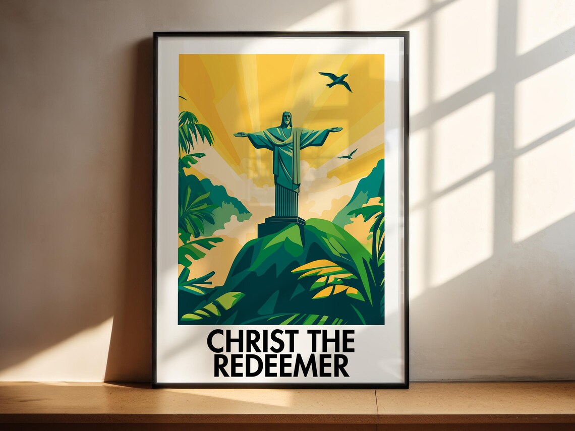 Christ the Redeemer Poster: Rio De Janeiro Travel Art Print - Etsy