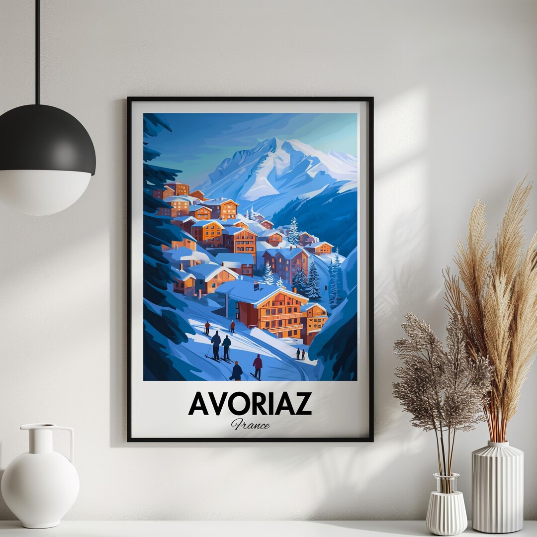 Avoriaz Travel Poster, French Alps Art Print, Ski Resort Landscape ...