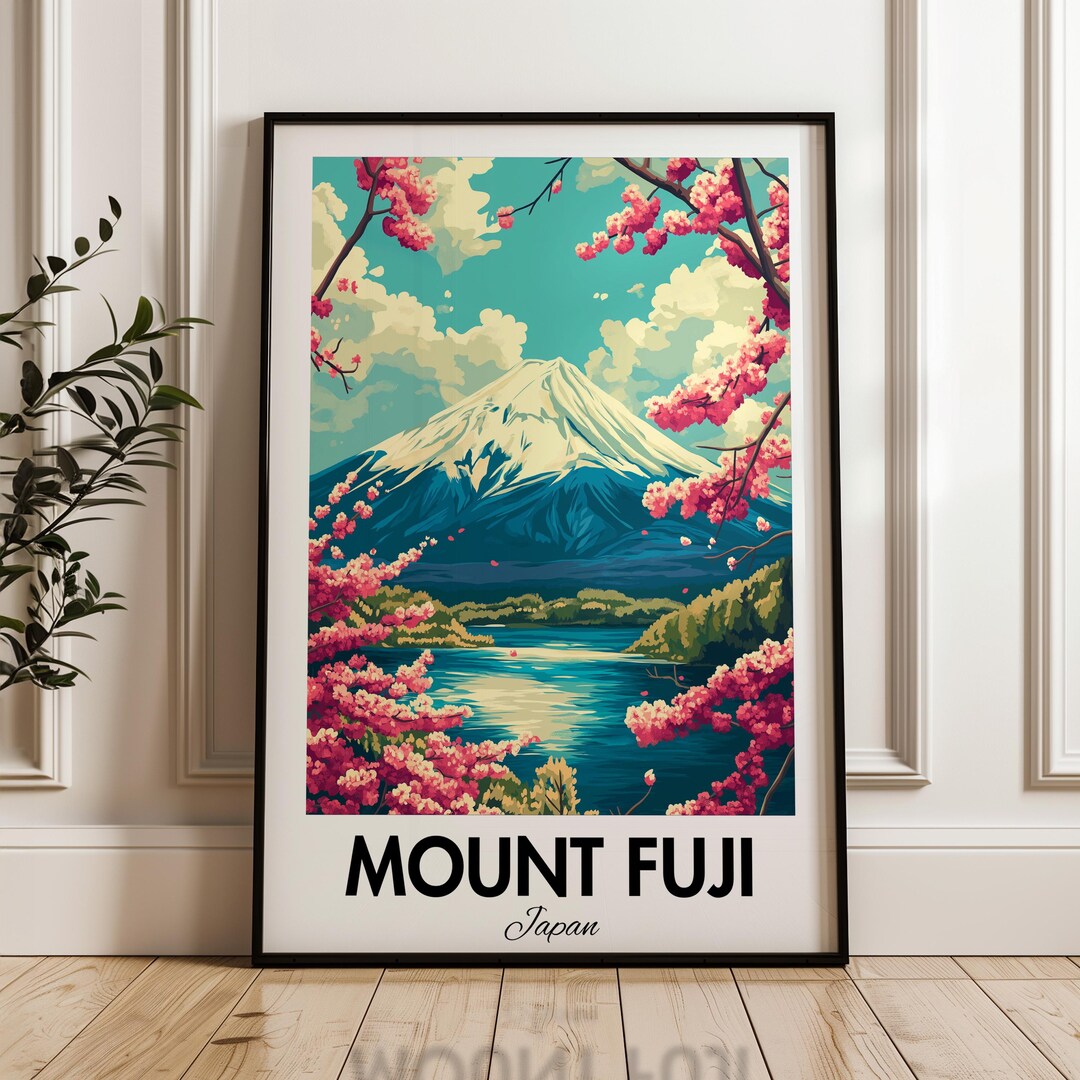 Mount Fuji Travel Poster, Japan Art Print, Fuji Mountain Landscape, Japanese Icon Print, Fuji ...