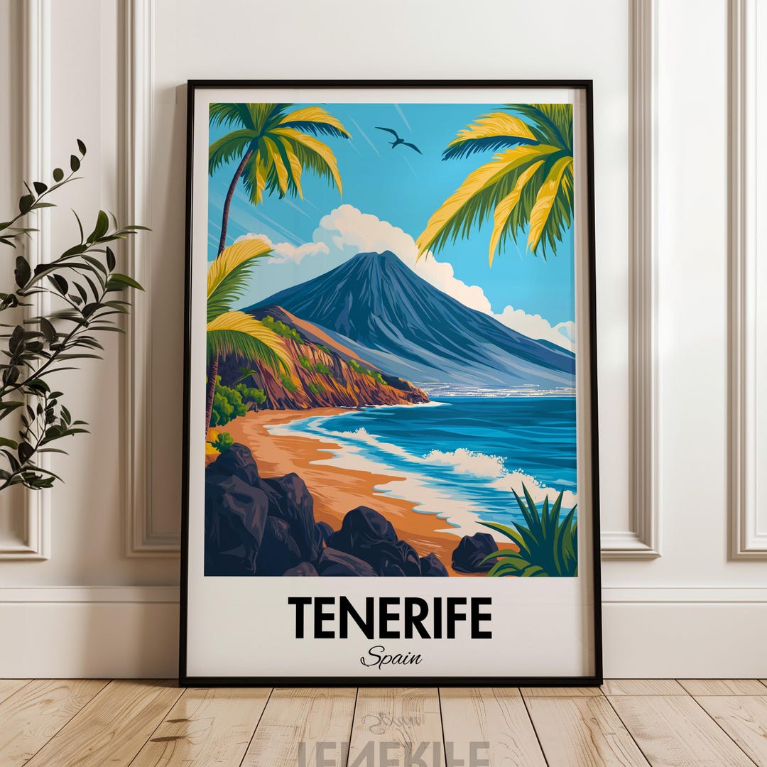 Tenerife Travel Poster: Canary Islands Coastal Art Print - Etsy