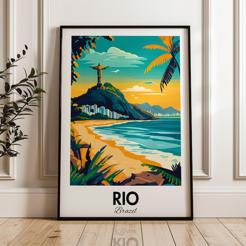 Rio De Janeiro Travel Poster, Rio City Print, Brazil Art, Rio Skyline ...