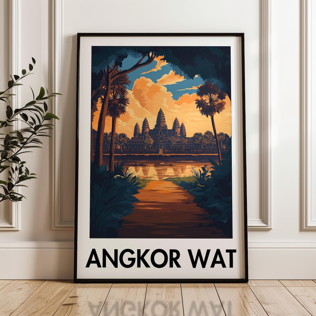 Angkor Wat Travel Poster: Cambodia Temple Art Print - Etsy