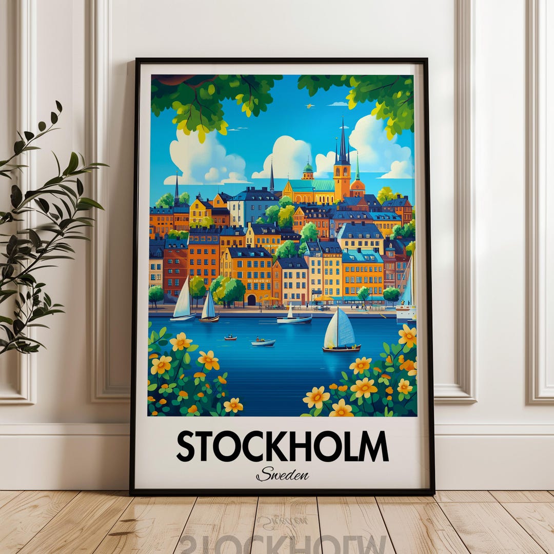 Stockholm Travel Poster: Gamla Stan, Swedish Cityscape Art Print - Etsy