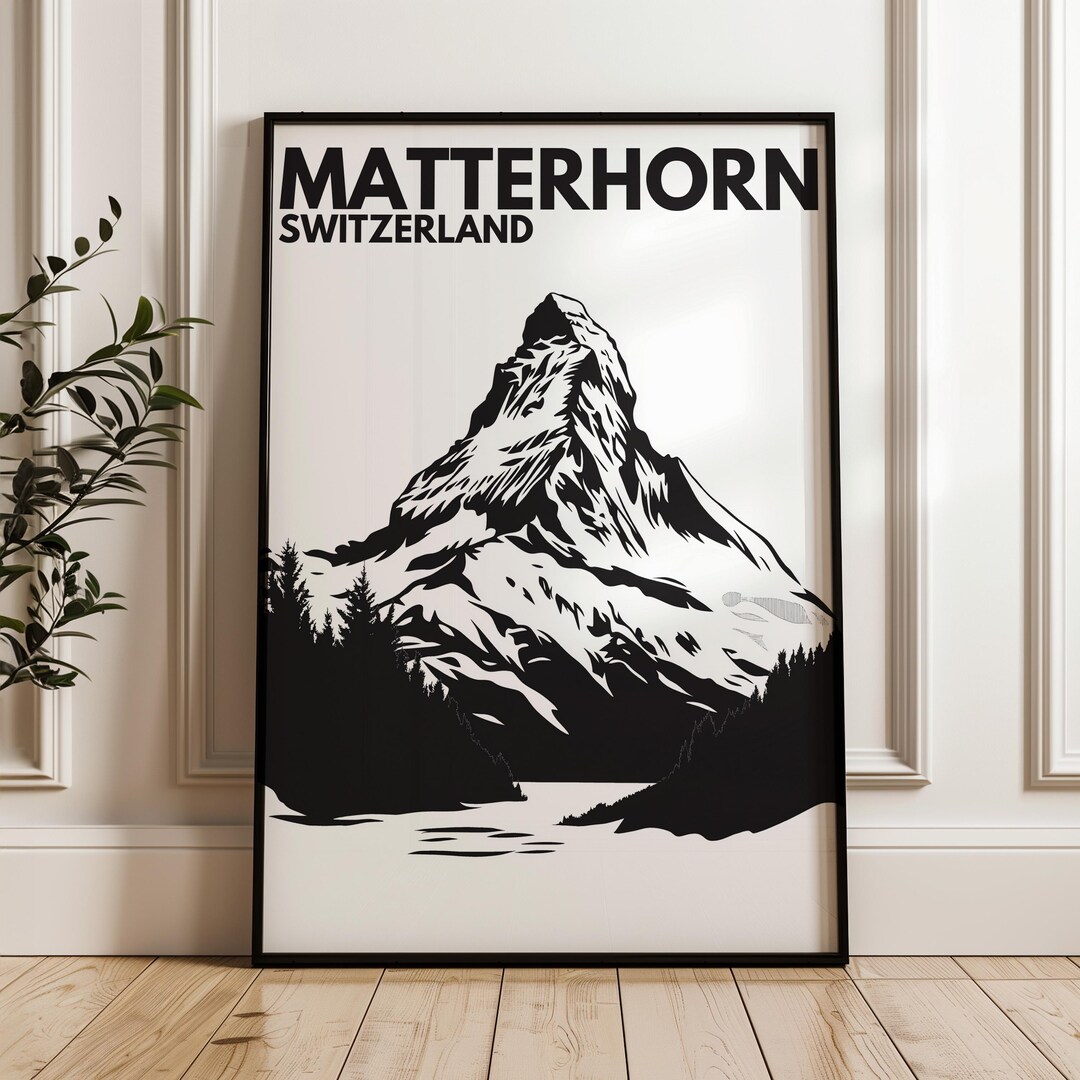 Matterhorn Travel Poster, Swiss Alps Art Print, Switzerland Mountain ...