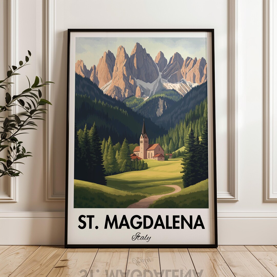 St. Magdalena Travel Poster: Dolomites Alpine Landscape Art Print - Etsy