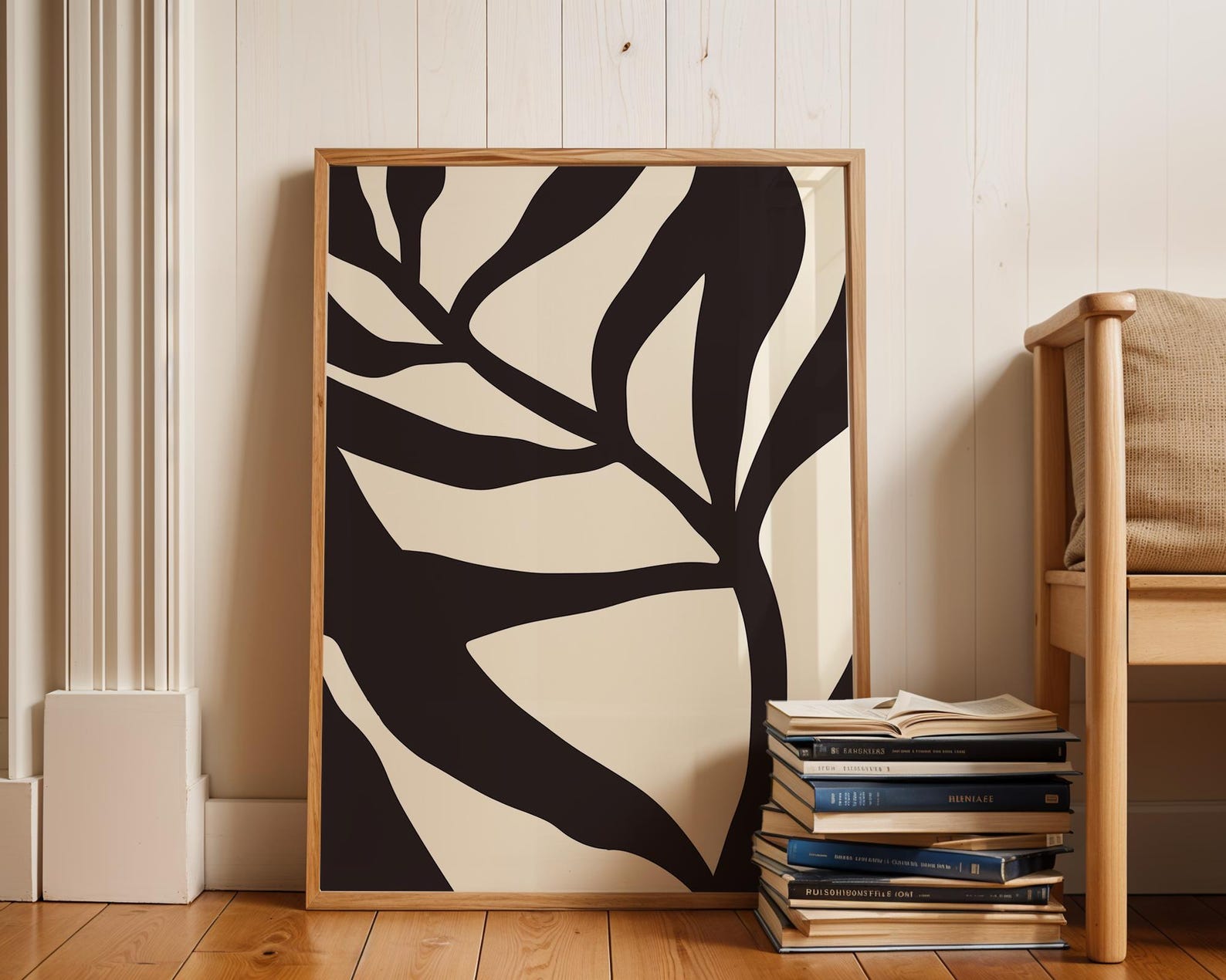 Mid Century Modern Botanical Prints Seaweed Japandi Wall Art Beige and ...