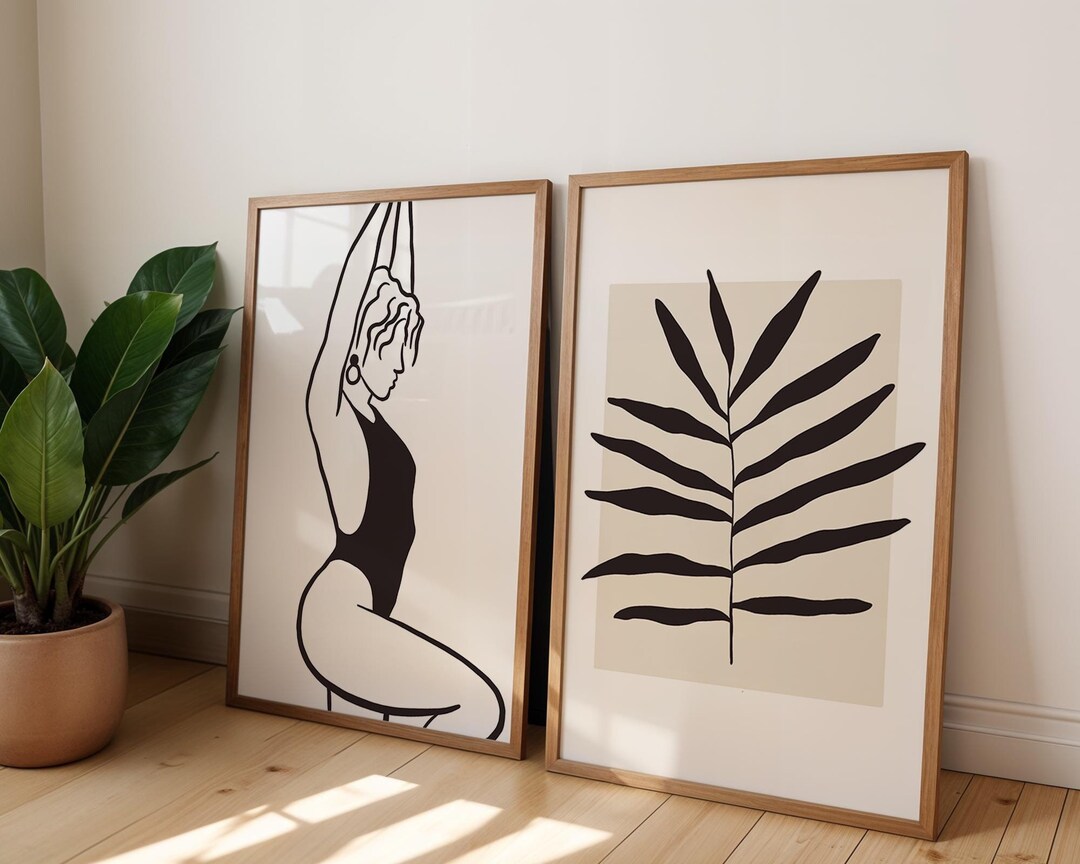 Botanical Woman Art Print Set, Mid-century Modern (digital Download) - Etsy