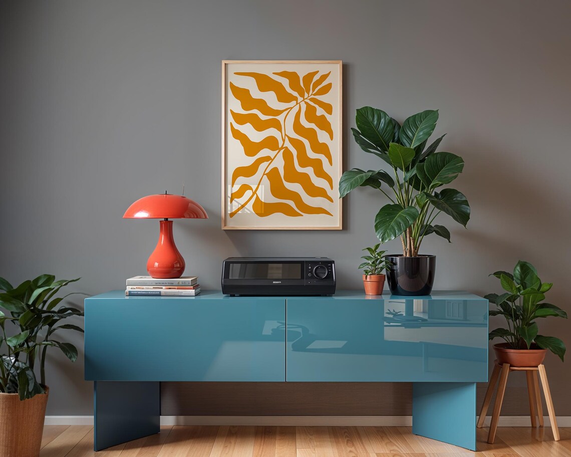 Mustard Yellow Botanical Wall Art Boho Wall Art Abstract Abstract ...