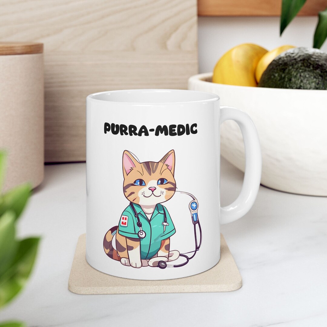 Adorable Purra-medic Ceramic Mug for Cat Lovers Customized Gift for ...