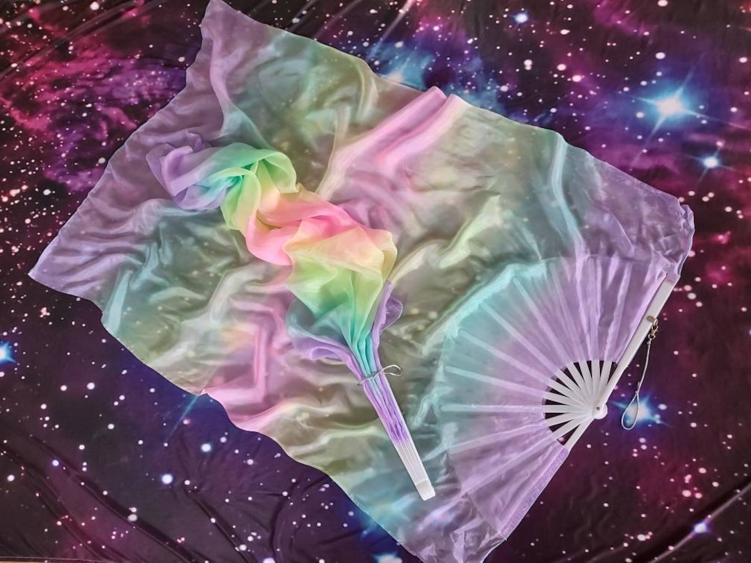 Silk Veil Fans Celestia Pastel Double Rainbow UV L&R Pair, CUSTOM Made ...