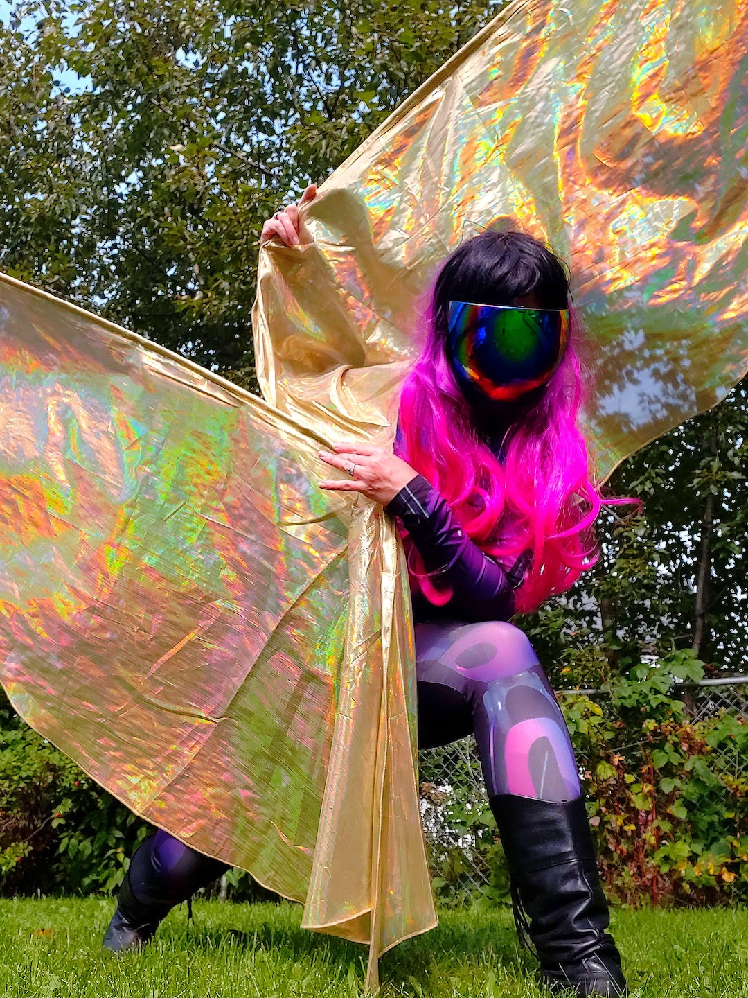 Metallic / Holographic Medium Dance Flags Pair Vegan Lamé Shiny on Both ...