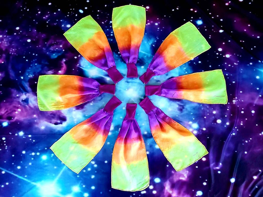 Dragon Staff Tails or Wick Covers CUSTOM Dyed Silk 6, 8 or 10 Streamers ...