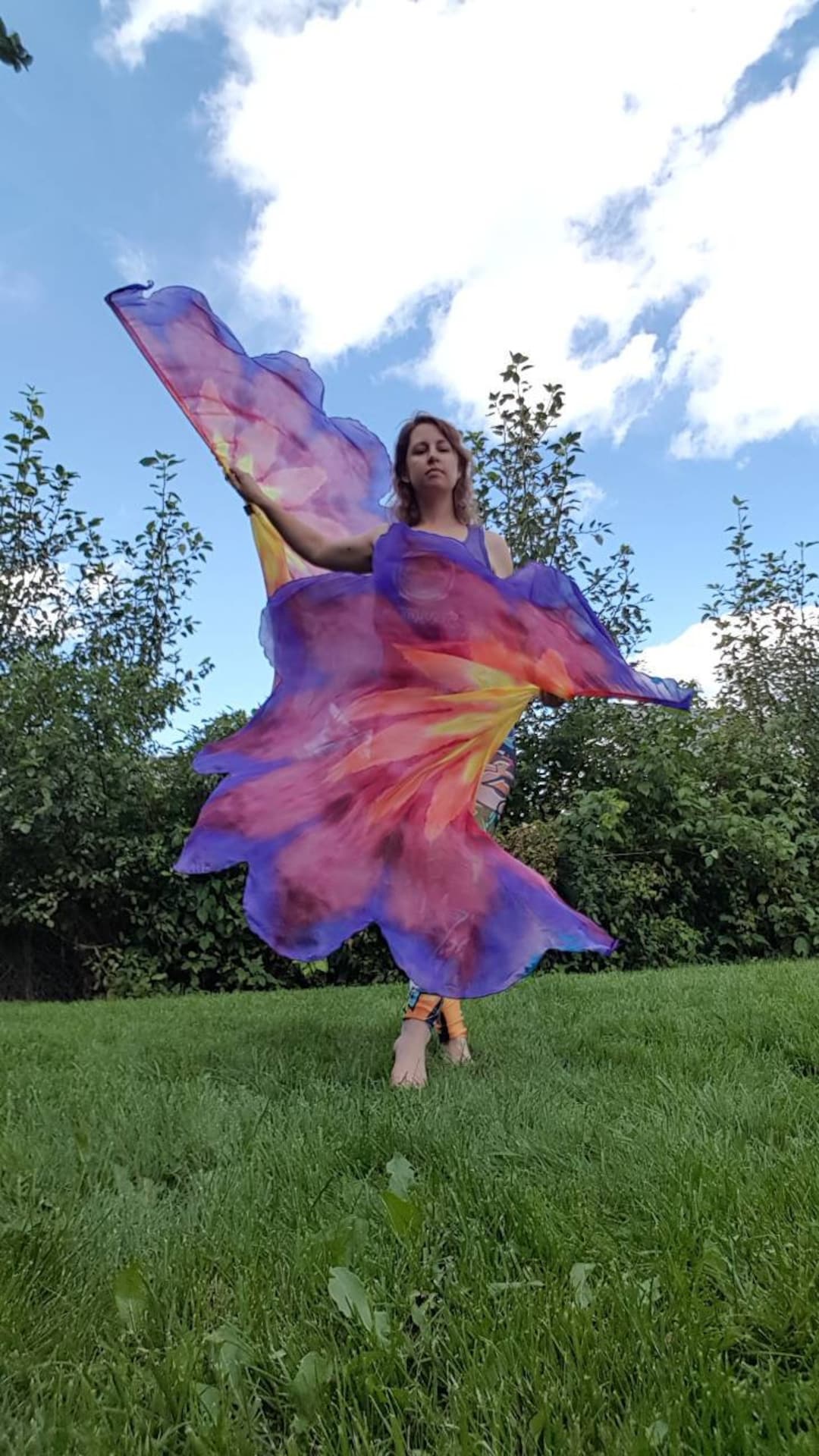 Flower Flags Silk Wings PAIR, Multiuse 1/2 Circle Veils With Rods ...